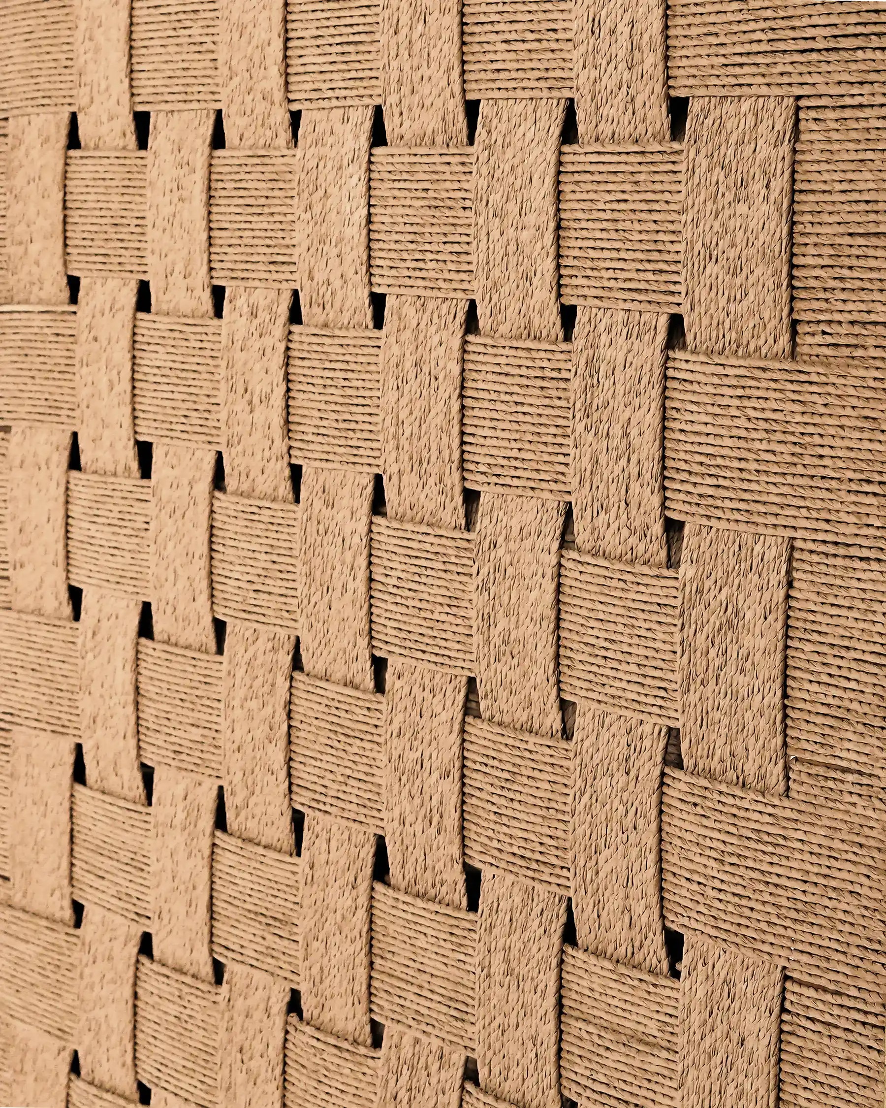 CORA divider in recycled teak wood and paper cord 190 x 5 x 190 cm