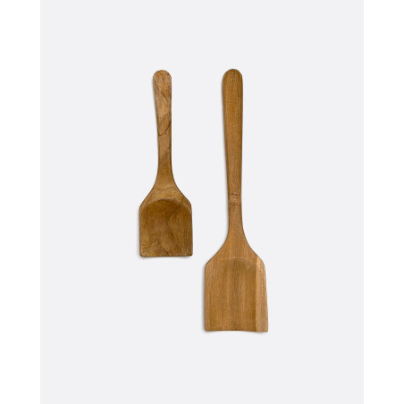 CONCAVE spoon in recycled teak wood 36 x 8 x 1 cm. Set of 2 units