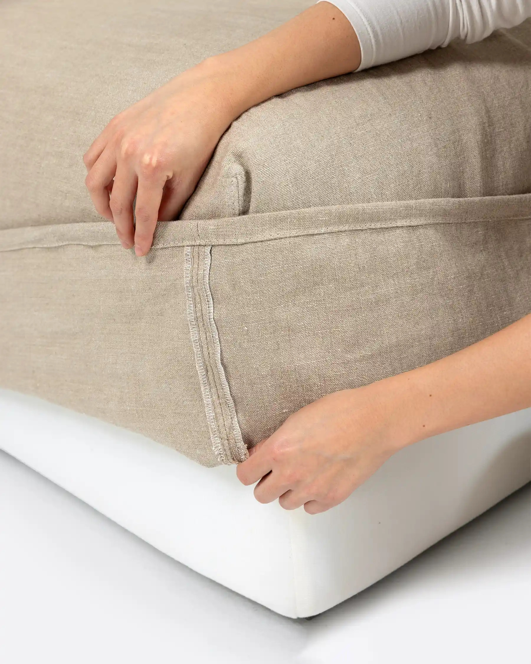 BEETHOVEN sofa end unit with cover in linen 100 x 100 x 80 cm in ...