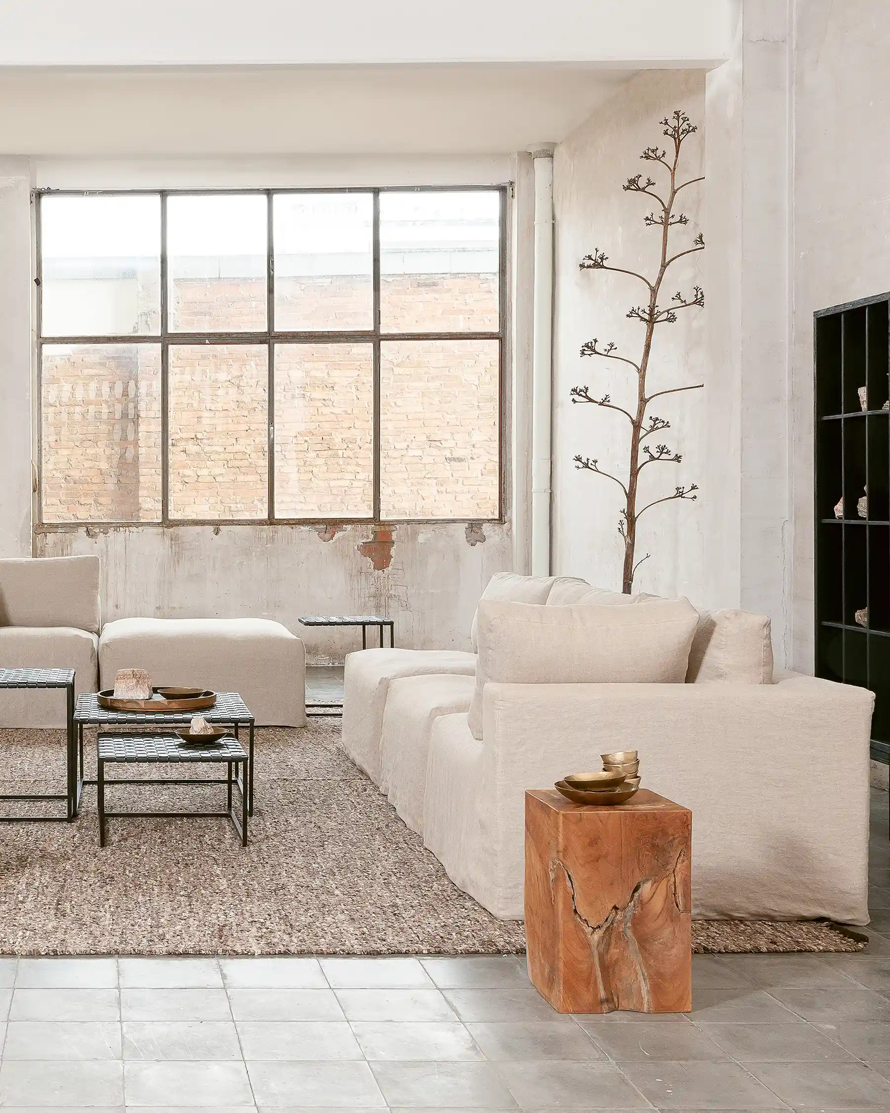 BEETHOVEN sofa end unit with cover in linen 100 x 100 x 80 cm in ...