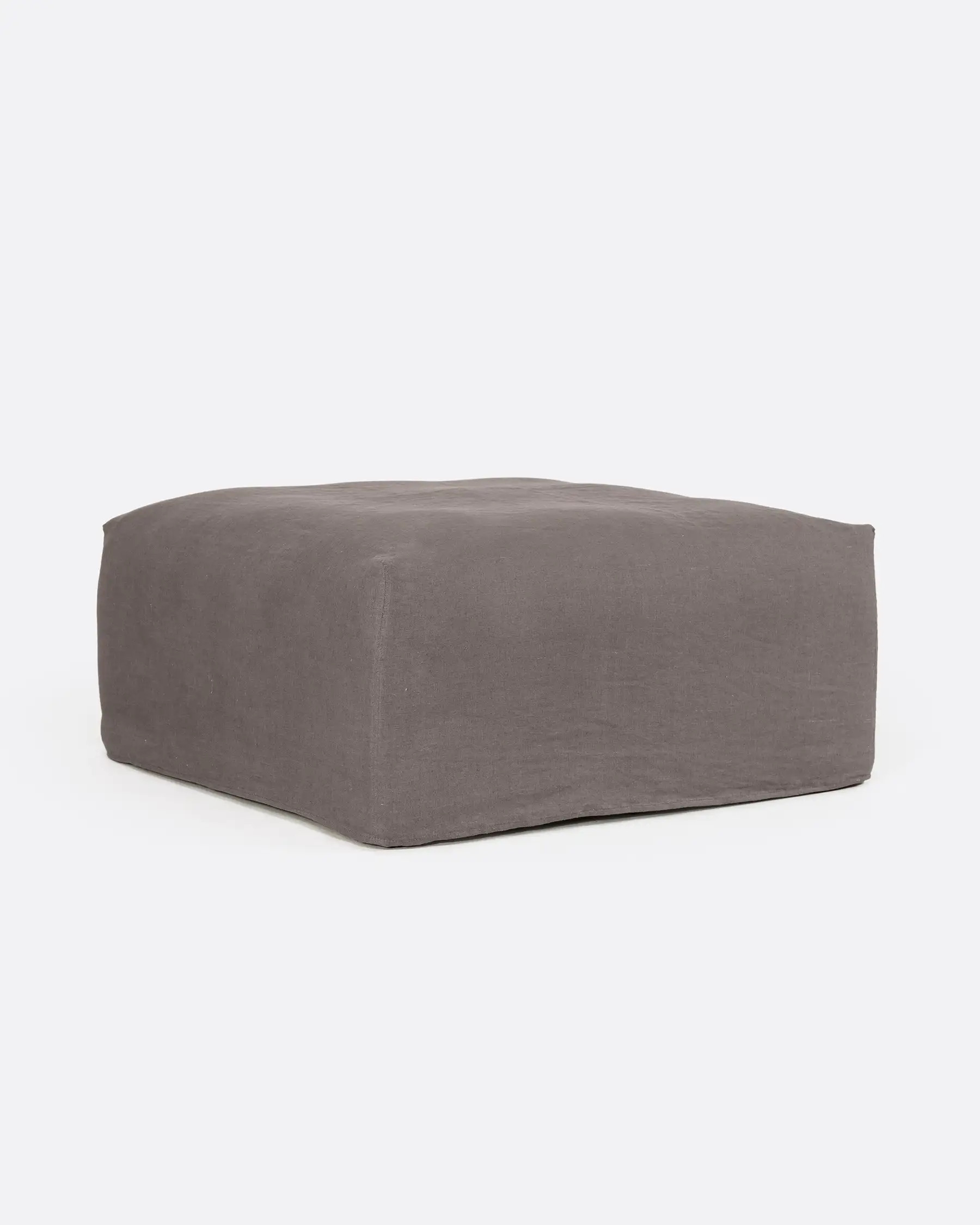 BEETHOVEN pouffe with cover in linen 100 x 100 x 45 cm in taupe colour