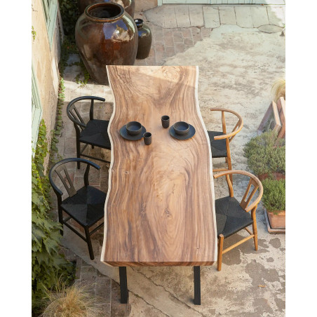 IMPERIA Dining table in suar wood and iron 220 x width variable from 70 ...