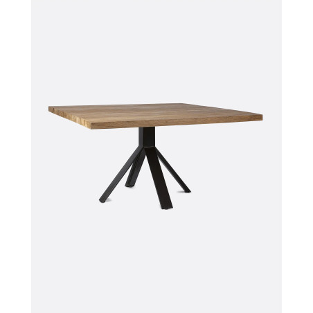 JATI dining table in recycled teak wood and iron 140 X 140 x 76 cm