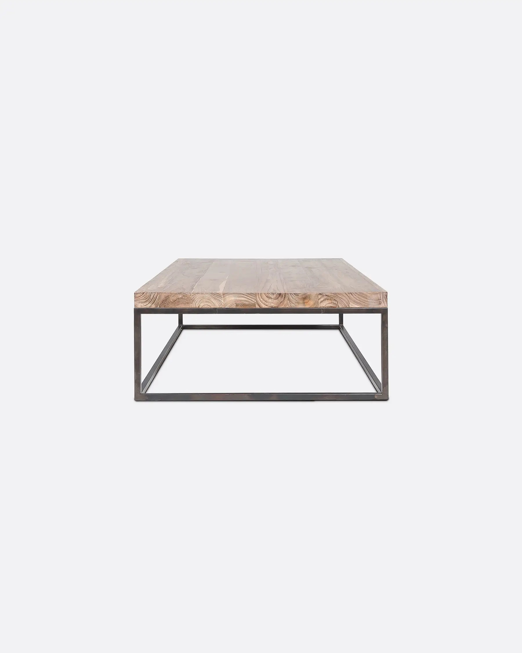 CUB coffee table in recycled teak wood and iron 140 x 80 x 35 cm