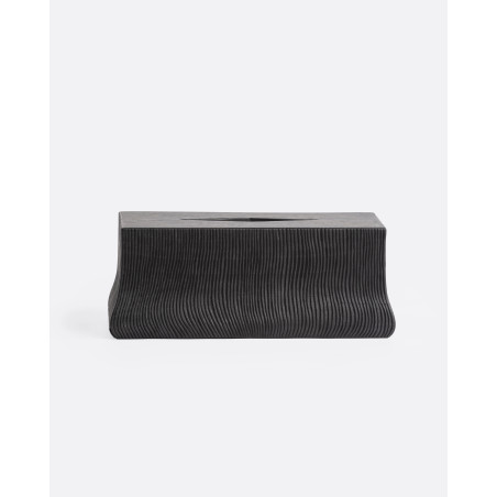 MEJA tissue box in recycled teak wood 14 x 26 x 10 cm in black colour