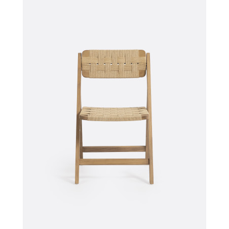 CORA folding chair in teak wood and paper cord 50 x 58 x 84 cm in ...