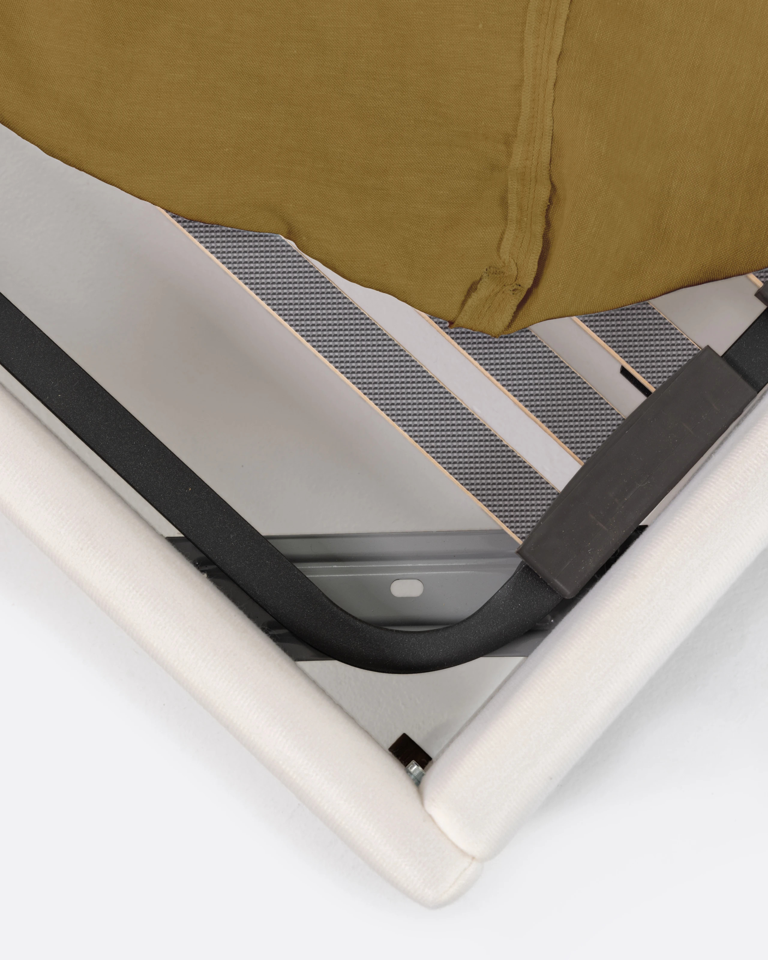 BEETHOVEN bed for mattress 180 x 200 cm with linen cover in mustard colour