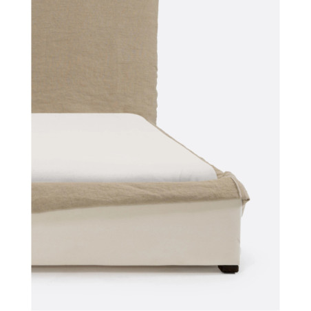 BEETHOVEN bed for single mattress 90 x 200 cm and linen cover in natural