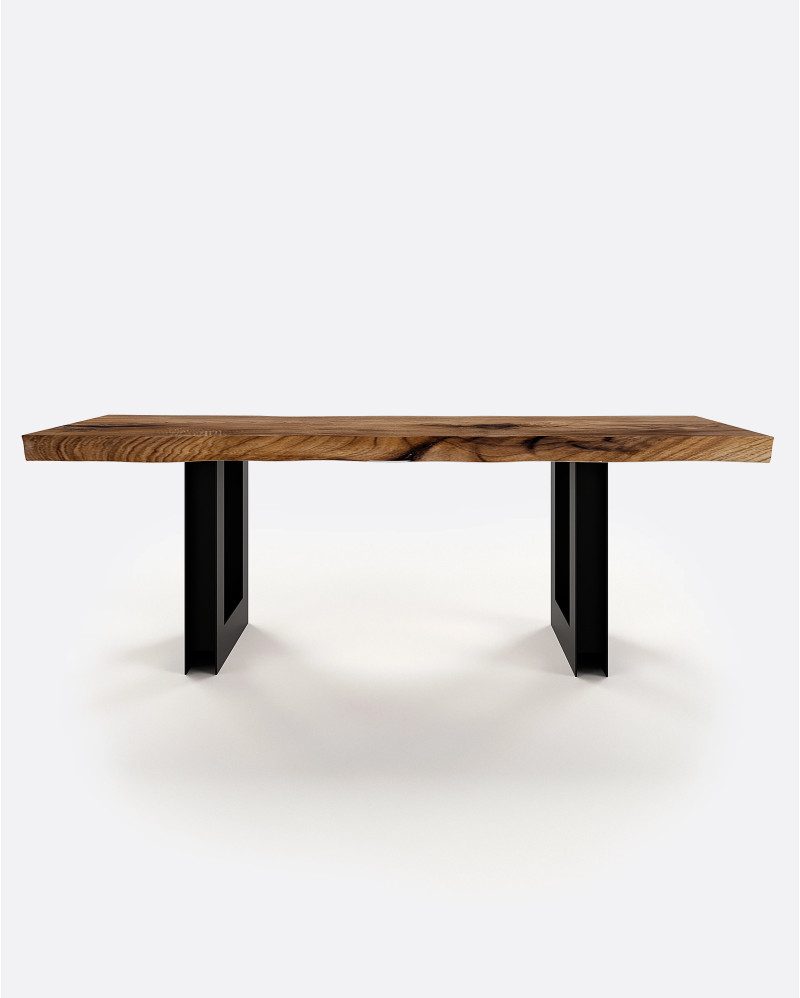 QUEEN Dining table in suar wood and iron 220 x width variable from 70 ...