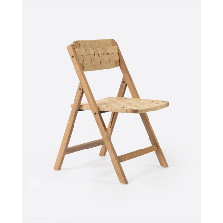 CORA folding chair in teak wood and paper cord 50 x 58 x 84 cm in ...