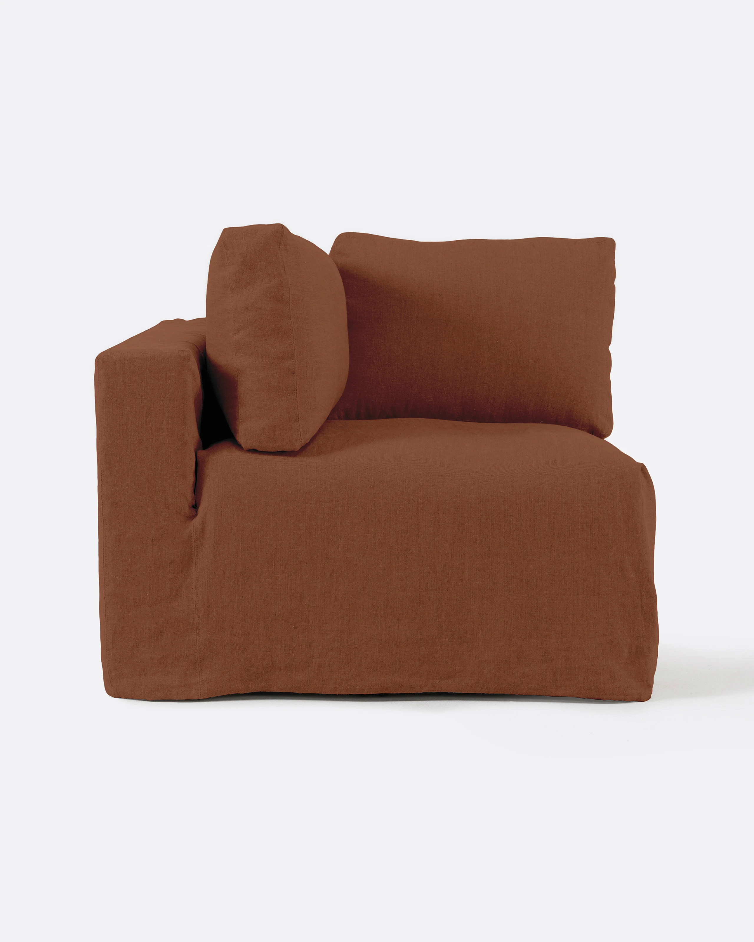 BEETHOVEN sofa end unit with cover in linen 100 x 100 x 80 cm in white ...